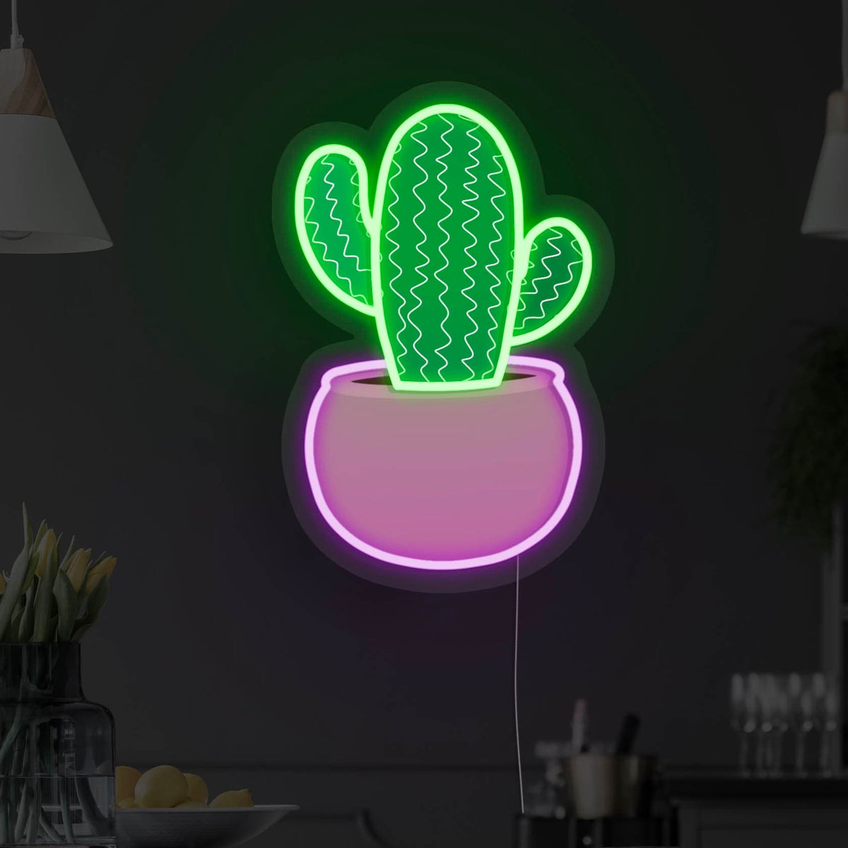 Potted Cactus Version 2 LED Neon Sign - Neon Mfg.