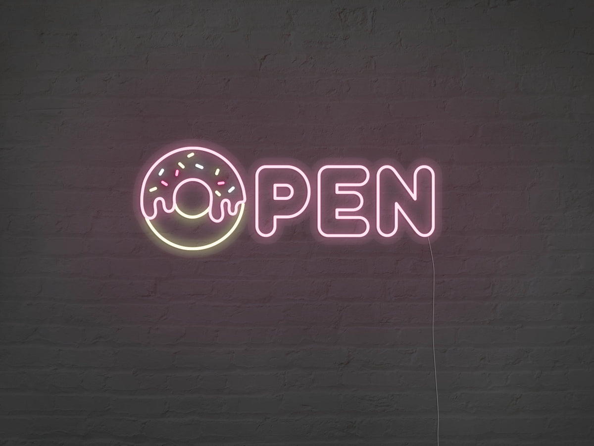 Donut Open LED Neon Sign - Neon Mfg.
