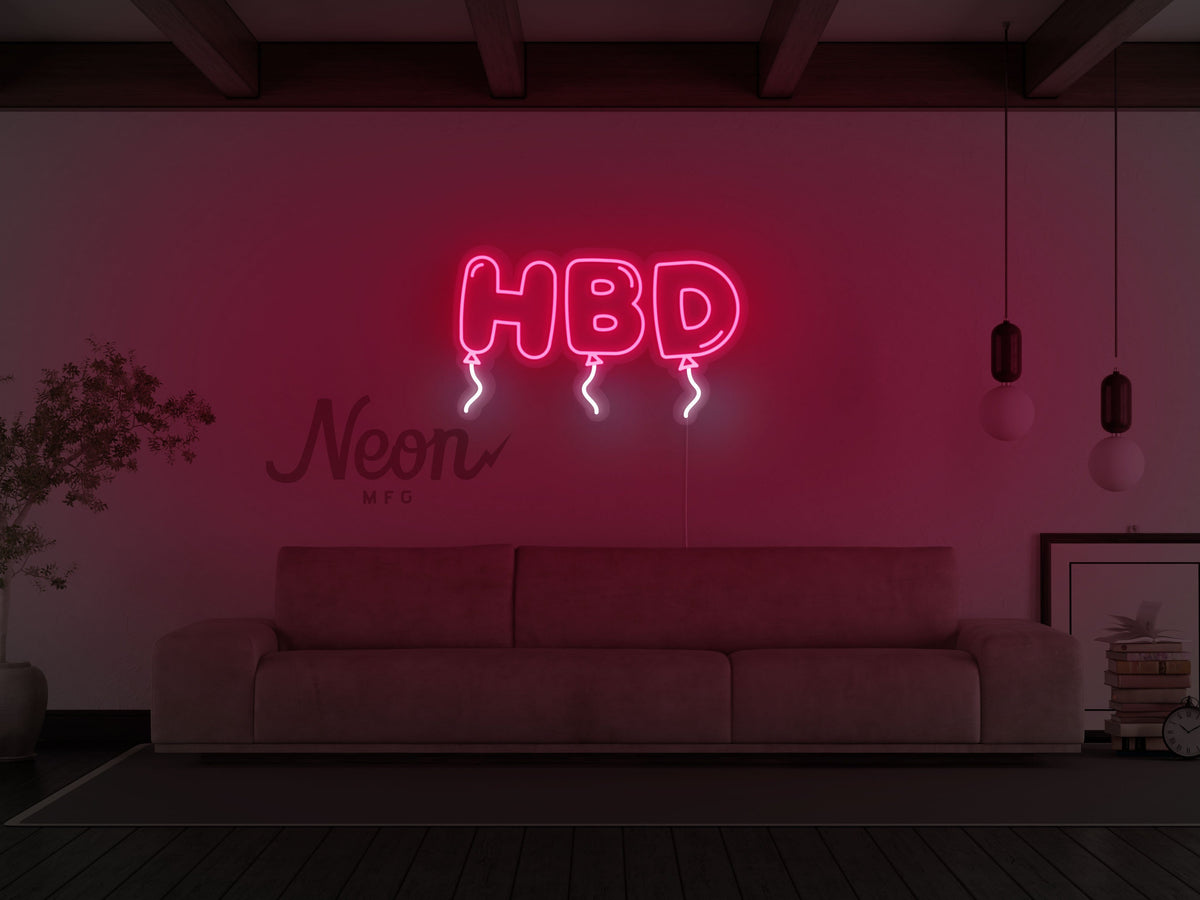 HBD Happy Birthday LED Neon Sign - Neon Mfg.