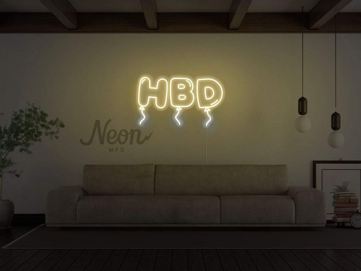 HBD Happy Birthday LED Neon Sign - Neon Mfg.